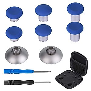 8 in 1 Metal Thumbsticks Joysticks Replacement, Swap Magnetic Analogue Stick Grips Buttons Parts with Repair Kit Accessories Compatible with Xbox one Elite Series 1/ PS4(Blue)