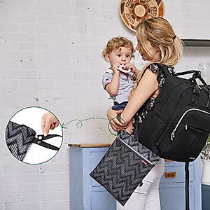 RUVALINO Wet Dry Bag, Reusable Baby Diaper Bag Accessory with Two compartments for Cloth Diapers, Toys, Swimsuits, Dirty Gym Clothes, Toiletries, Large Capacity, Waterproof and Stylish, Black