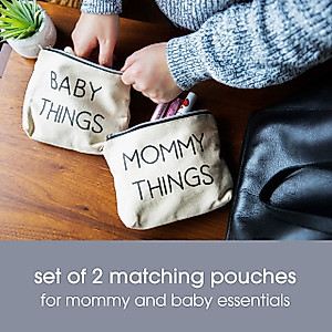 Pearhead Mommy and Baby Canvas Pouch Set, Gift For New Moms, Matching Travel Cases for New Mothers and Expecting Moms, Minimalist Cosmetic and Accessory Bag, Set of 2