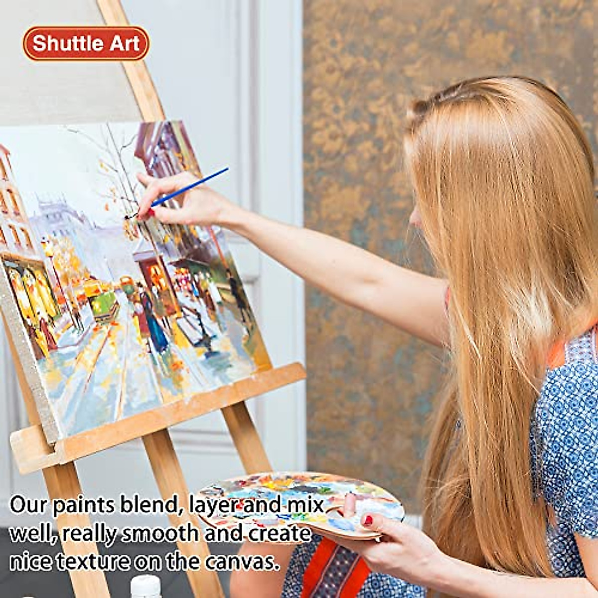 Shuttle Art Acrylic Paint Set, 15 x 12ml Tubes Artist Quality Non Toxic Rich Pigments Colors Perfect for Kids Adults Beginners Artists Painting on Canvas Wood Clay Fabric Ceramic Crafts