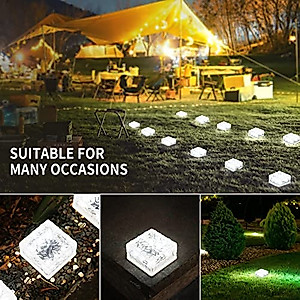 XKSINMY Solar Outdoor Lights Solar Brick Lights Water Proof Solar Ground Lights 4.3 * 4.3inch Warm White Led Lights for Patio Pathway Lawn Yard Deck Driveway Walkway