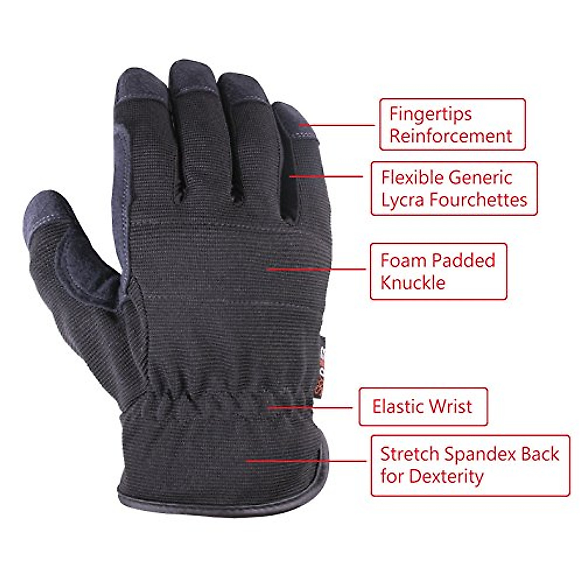 SKYDEER 3-Pairs Pack Durable Leather Work Gloves for Gardening and General Work (SD8810/L)