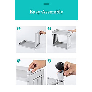 3-Tier Rolling Storage Shelf Plastic Dishwashing Detergent Organizer Serving Mobile Utility Easy Assembly Durable StableCart with Wheels, for Office, Bathroom, Kitchen, Bedroom (White)