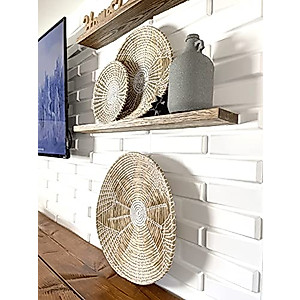 Artera Home Wicker Wall Basket Decor - Set of 3 Oversized, Hanging Natural Woven Seagrass Flat Baskets, Round Boho Wall Basket Decor for Living Room or Bedroom, Unique Wall Art