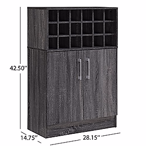 Christopher Knight Home Ridgecrest Mid-Century Modern Danish Styling Faux Wood Wine and Bar Cabinet, Sonoma Grey Oak