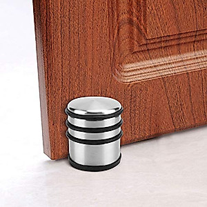 ZOENHOU 3 PCS 2.88 x 3.2 Inch Heavy Duty Door Stopper, 2.38 Lb No Drill Premium Stainless Steel Round Door Stops with Anti-Skid Silicone Treads, for Door Stopping