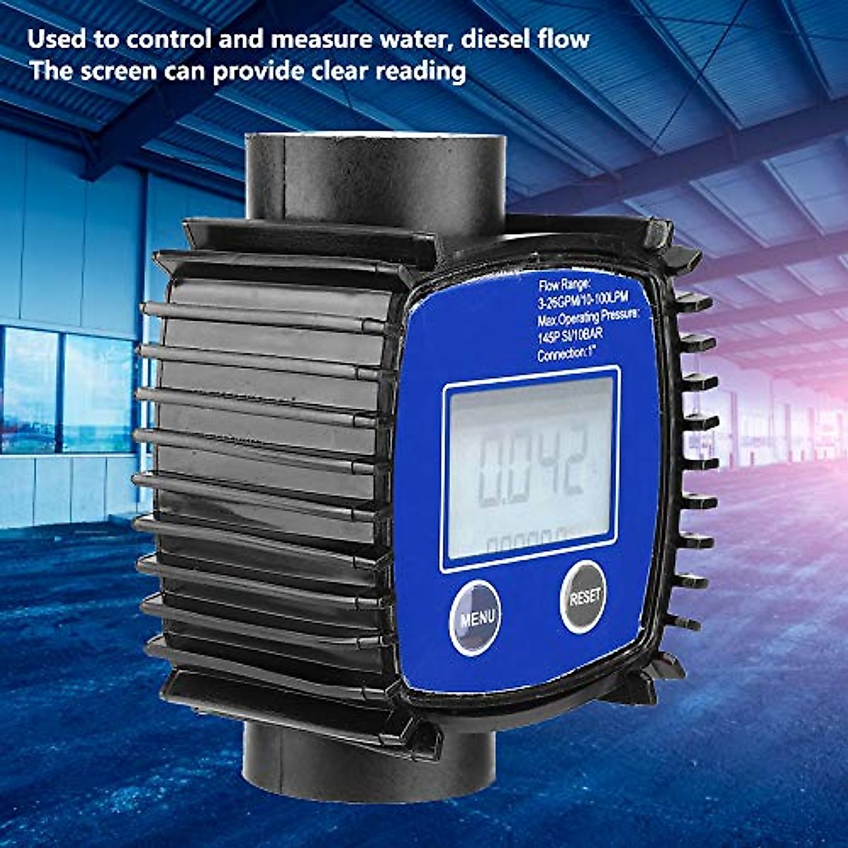 Oumefar 1" Turbine Flowmeter Inline Flow Sensor Meter Pipeline Water Flow Gauge Male Thread Plastic Flow Measurement Tools