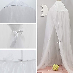 OldPAPA Bed Canopy for girls - Princess Bed Canopy Mosquito Net Nursery Play Room Decor Dome Premium Yarn Netting Curtains Baby Game Dream Castle, White