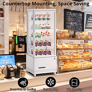 ACONEE Commercial, 3.46 Cu.Ft. Refrigerator Display Case Countertop Fridge, Upright Beverage Merchandiser Adjustable Shelves, Interior Lighting, White