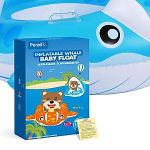 Peradix Baby Swimming Pool Float Boat, Inflatable Baby Swimming Ring with Removable Sun Protection Canopy, Whale Toddler Floaties Water Toys for Infant