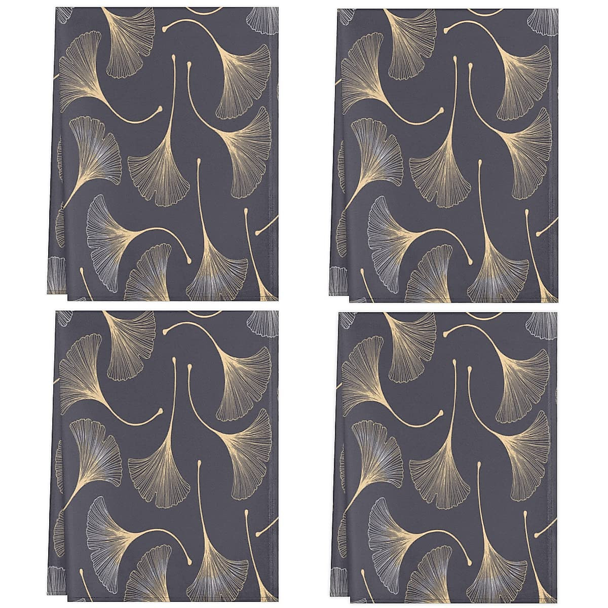 Ginkgo Biloba Kitchen Towels and Dishcloths Set of 4-17.7" x 28.3" Absorbent Dish Towels with Hanging Loop Hand Towel for Farmhouse Bar Towels & Tea Towels