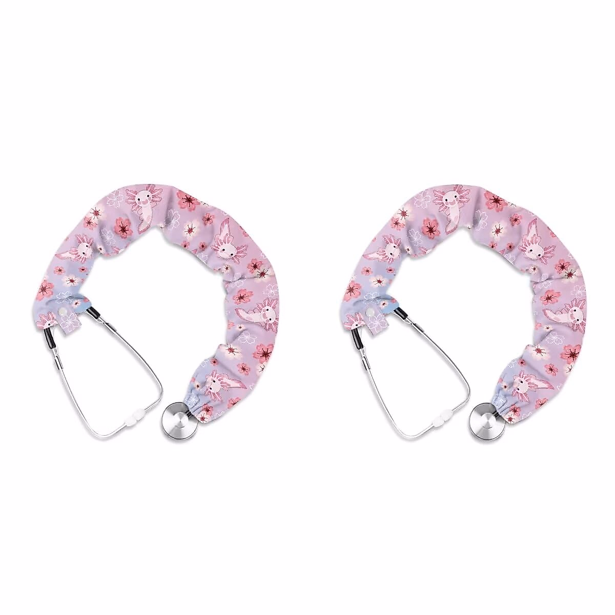 Gomyblomy Axolotl Stethoscope Cover Scrunchie Cherry Blossom Stethoscope Covers Sleeve Cute Stethoscope Sleeve for Nurse Doctors 2 Pcs Stethoscope Protective Cover