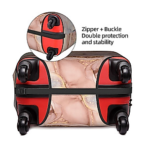 Pink Gold Marble Luggage Cover Elastic Washable Stretch Suitcase Protector Anti-Scratch Travel Suitcase Cover for Kid and Adult XL (29-32 inch suitcase)