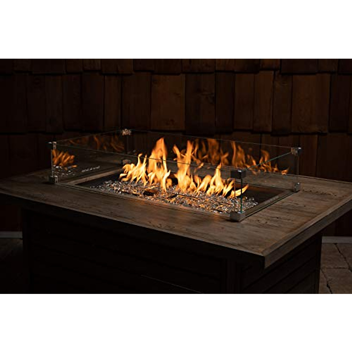 Fire Sense 63248 Fire Pit Wind Guard Clear Tempered Glass Best Flame Viewing Experience for Propane Gas Fire Pits & Patio Heaters - Rectangular Wind Guard