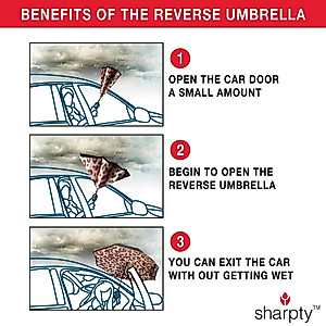 Sharpty Inverted Umbrella, Umbrella Windproof, Reverse Umbrella, Umbrellas for Women, Upside Down Umbrella with C-Shaped Handle (Leopard)