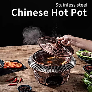 YIEOTM Round Chafer and Buffet Warmer Set, Stainless Steel Retro Chafing Dish with Fuel Holders and Lid for Wedding, Parties, Banquet/Copper