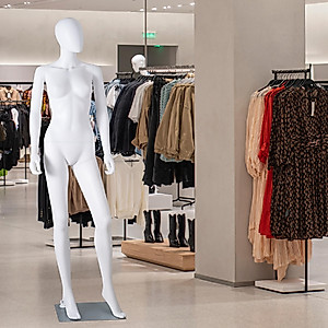 Spurgehom 70" Female Mannequin Torso Dress Form Adjustable Clothing Mannequins with Metal Stand Plastic Realistic Full Body Mannequin Display, White