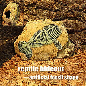 Hamiledyi Reptile Hideout Cave,Lizard Resin Rock Hiding Cave,Reptile Habitat Terrarium Decoration for Leopard Gecko Cichlids Spiders Lizards Hermit Crabs