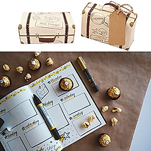 Faylapa Suitcase Candy Boxes, Party Favor Candy Box, Vintage Kraft Paper Gift Bag for Travel Theme Party,Wedding,Birthday,Bridal Shower (Travel Themed 50pcs)