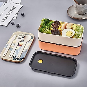 Cute Little Swan Adult Lunch Box, Bento Box, With Cutlery Set Of 3, 2 Compartments, Rectangular, Lunch Box For Adults