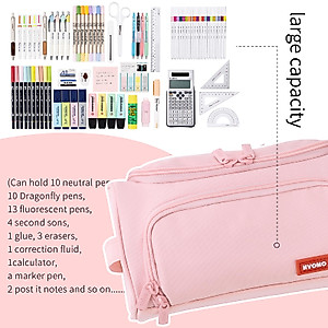 HVOMO Big Capacity Pencil Case High Large Storage Pouch Marker Pen Case Travel Simple Stationery Bag School College Office Organizer for Teens Girls Adults Student（Pink）