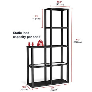 VILICK Display Shelf with LED Light Standing Floor Lamp with Glass Storage Shelves for Collectibles, 5 Tier Tall Corner Shelf Open Curio Cabinet for Living Room, Bedroom, Office, Home Decor