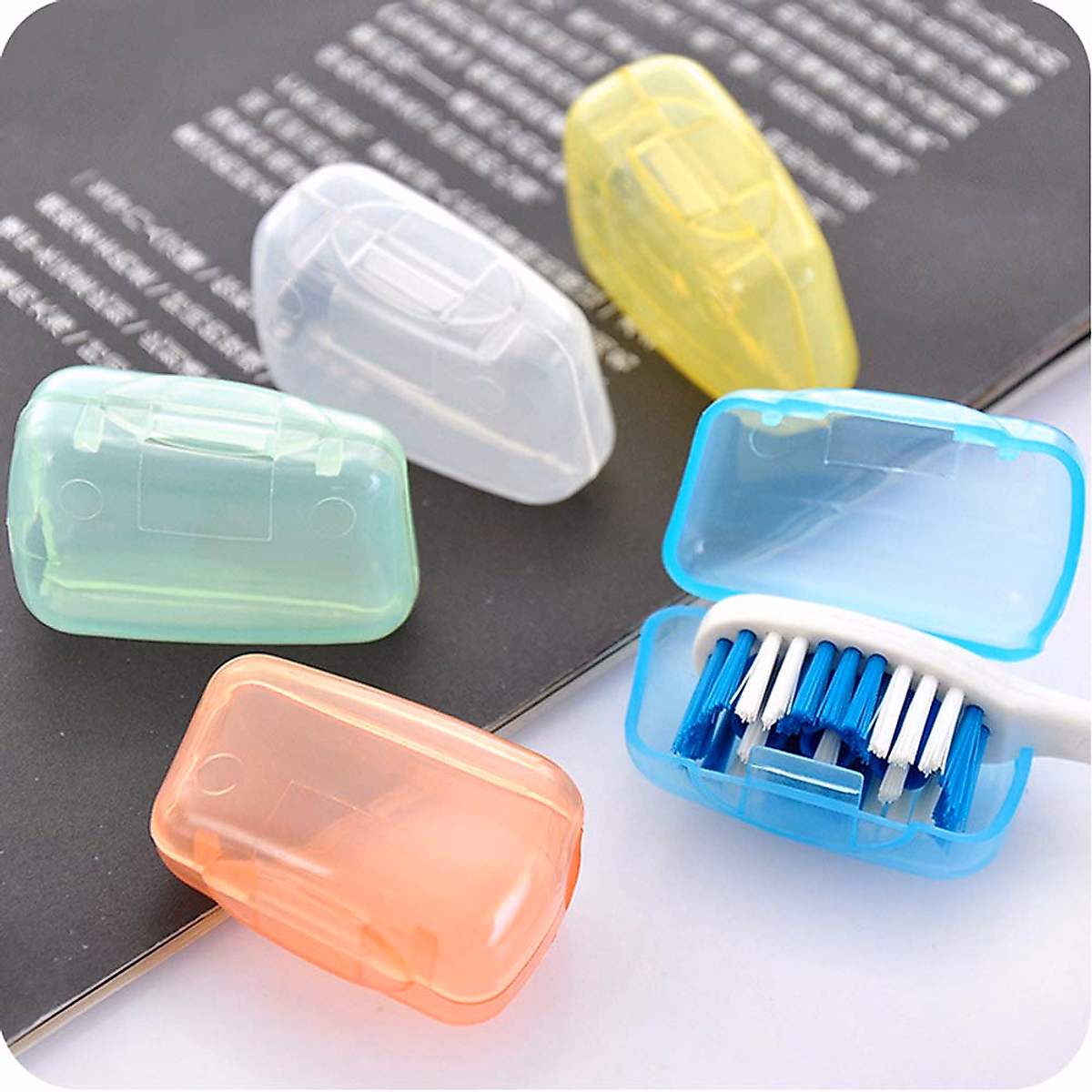 OUNONA 30pcs Toothbrush Head Cover Portable Toothbrush Cap Protective Case for Outdoor Travel Camping (Random Color)