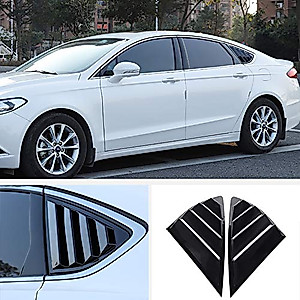 ruihe 2pc Shiny Black Rear Quarter Panel Window Side Louvers Vent Fit for Ford Fusion Mondeo 4D Hybrid Energi 2013 2014 2015 2016 2017 2018 2019 2020