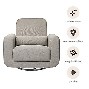 Babyletto Tuba Glider in Performance Grey Eco-Weave with Silver Base, Water Repellent & Stain Resistant, Greenguard Gold and CertiPUR-US Certified