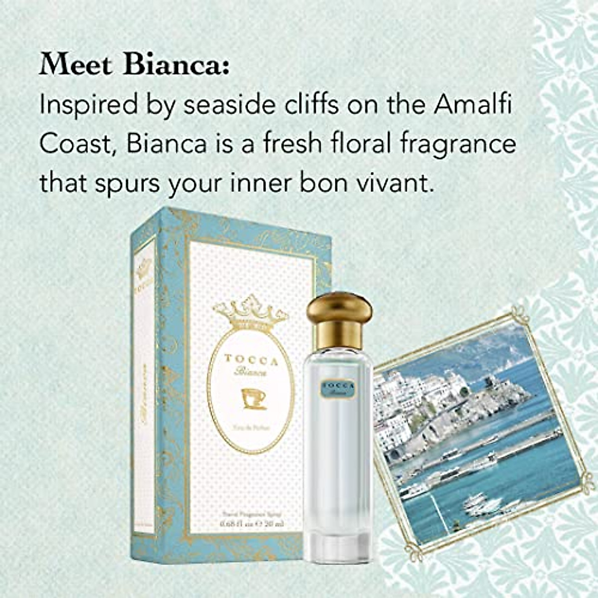 Tocca Eau de Parfum, Bianca: Fresh Floral, Rose, Lemon, Green Tea, Hand-Finished Bottle (20 ml)