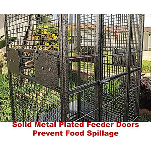 Extra Large Elegant Open Dome Top with Play Wooden Perch Stand Bird Parrot Cage for Macaw Cockatoo African Grey (35.25 x 29.5 x 62H Inches, Black Vein)