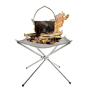 22" Portable Outdoor Fire Pit Collapsible Stainless Steel Mesh Fire Pit Collapsible Fireplace Portable Outdoor Fire Burning Table Camping Fire Grill Stainless Steel Campfire Grill Outdoor Wood Burning