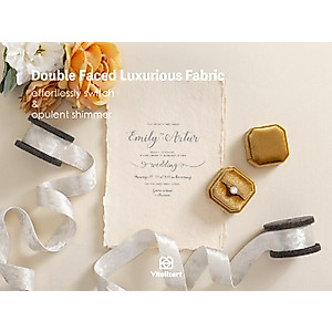 Vitalizart Velvet Ribbon Set 1" x 9Yd Wooden Spool White Luxury Velvet Ribbons Double Side for Christmas Tree Wreath Decoration Ornaments Gift Wrapping Flower Bouquet 3 Rolls * 3Yd