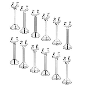 Alpine Industries 3" Harp Style Place Card Holder - Table Card Holder - Tabletop Menu Holder - Table Number Holder -Great for Restaurants, Weddings Banquets - Silver (12 Pack),495-12-CRM