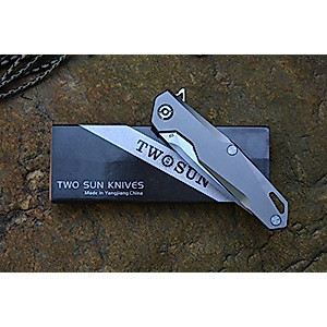 Twosun TS21 Pocket Knife D2 Blade Titanium Handle Drop Point Razor sharp