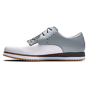 FootJoy Women's Sport Retro Previous Season Style Golf Shoe, White/Grey/Leopard, 9