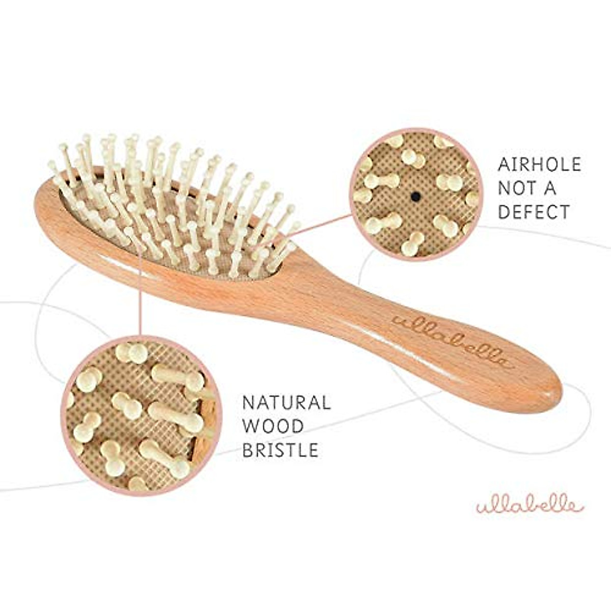 Ullabelle 4 Piece Wooden Baby Hair Brush and Comb Set for Newborns & Toddlers in Chic Gift Box - Ultra Soft Natural Goat Hair and Wood Baby Brush Set Prevents Cradle Cap - Perfect Registry Gift (Blue)