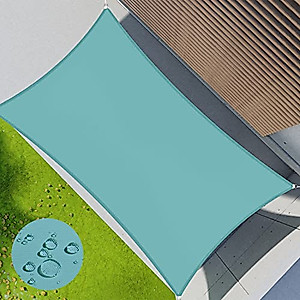 SunnyRoyal Waterproof Sun Shade Sail Rectangle Canopy Awning Fabric Cloth Screen 95% UV Blockage & Water Resistant for Outdoor Patio Garden 10'x15' Turquoise