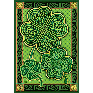 Briarwood Lane Celtic Shamrocks St Patricks Day Garden Flag - 12.5" x 18" - Irish Garden Flag - Celtic Garden Flag - Saint Patricks Day Garden Flag - Celtic Shamrock Garden Flag - Irish Flag