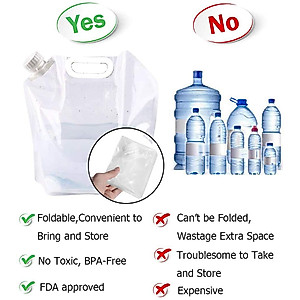 SUPANT 4 x 5 Litres/5.3 Gal Collapsible Water Jug Container, Freezable, BPA Free Plastic Water Carrier Tank, Outdoor Folding Water Bag for Sport Camping Riding Mountaineer, Food Grade