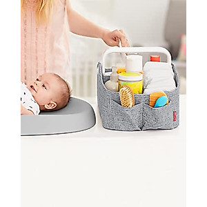 Skip Hop Diaper Caddy Organizer with Touch Sensor Night Light, Nursery Style, Heather Grey