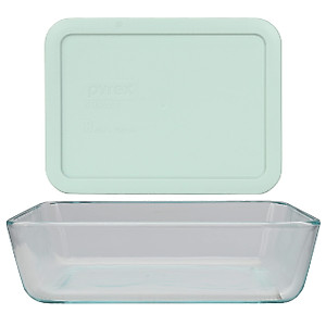 Pyrex (1 7210 Glass Dish & (1) 7210-PC Muddy Aqua Lid Made in the USA