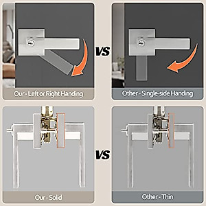 Bonpoly 6 Pack Heavy Duty Entrance Door Lever Door Handle(for Office/Front Door), Entry Door Handle Set, Keyed Alike/Combo Keys Door Handles, Satin Nickel Lever Door Knobs with Lock and Key