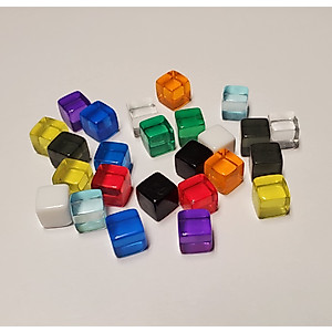 quEmpire Gaming 25x Very Small 8mm Counting Markers Multicolor Cubes Blank Dice for Tabletop Gaming and Education
