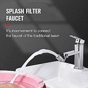 720 Degree Swivel Sink Faucet Aerator, Universal Splash Filter Faucet Sink Movable Tap Head Rotatable Filter Nozzle Faucet Head for Kitchen Bathroom - Easy Install (1PC External&Internal thread)
