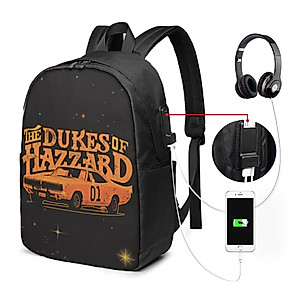 QDUqgTRds The Action Dukes Comedy Of TV Hazzard Backpack,Unisex Basic Book Bags-External Usb Interface,Earphone Cable Interface,Label-Computer Backpacks Suitable for Laptop