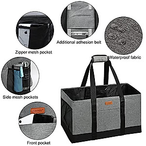 WONDAY Extra Large Utility Tote Bag, Reusable Grocery Bags Foldable, Large Tote Bag With Handles Utility Tote Shopping Bags for Groceries, Storage, Picnic, Beach, Pool, Laundry (Grey)