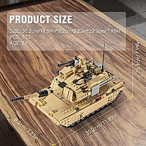 dOvOb Army Tank Building Block(1080 PCS),WW2 Military M1A2 Abrams Tank Model with Soldier Figures,Toys Gifts for Kid and Adult