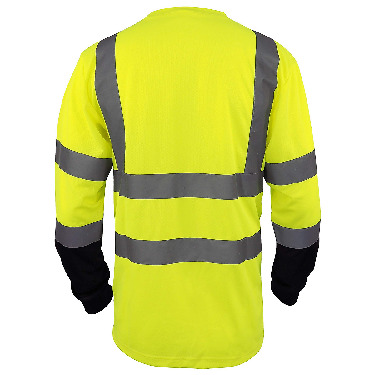 L&M Hi Vis Class 3 T Shirt Reflective Safety Lime Orange Short Long Sleeve HIGH Visibility, Black Bottom (Lime_L, X-Large)