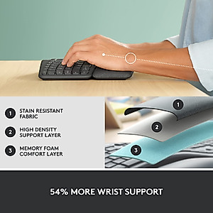 Logitech ERGO K860 Split Wireless Keyboard with wrist support and Lift Left Vertical Ergonomic Mouse, Left-handed, Bluetooth, USB receiver, Quiet, Windows/macOS/iPadOS, Laptop, PC - Graphite